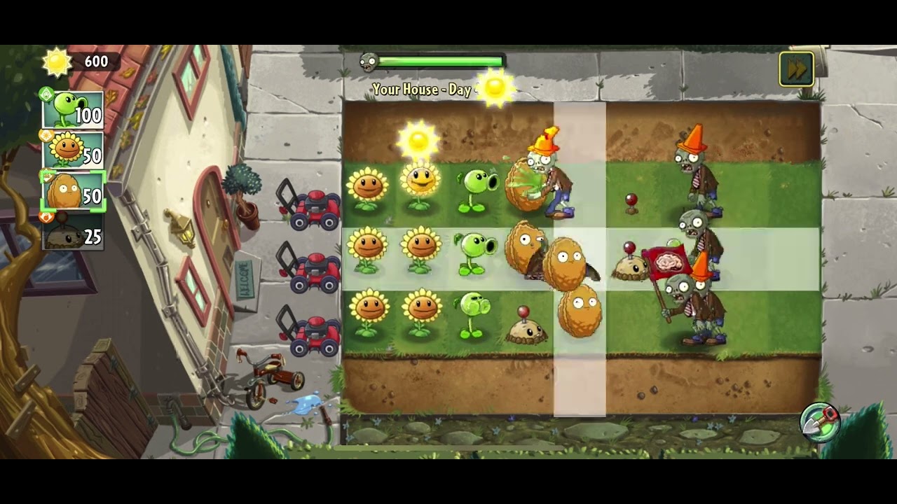 My first plants vs zombies play through - YouTube