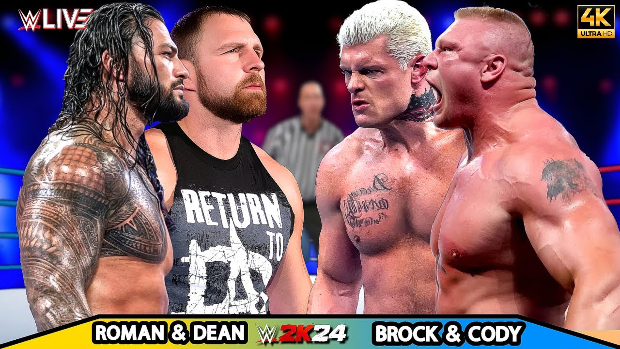Roman Reigns & Dean vs Brock Lesnar & Cody Rhodes | Tag Team Match ...