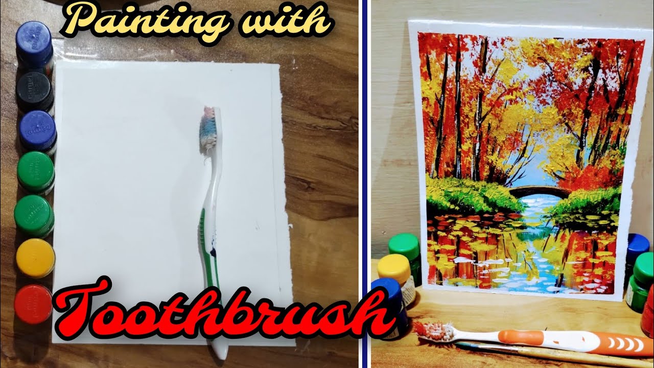 Poster colour Landscape Painting with Toothbrush - YouTube