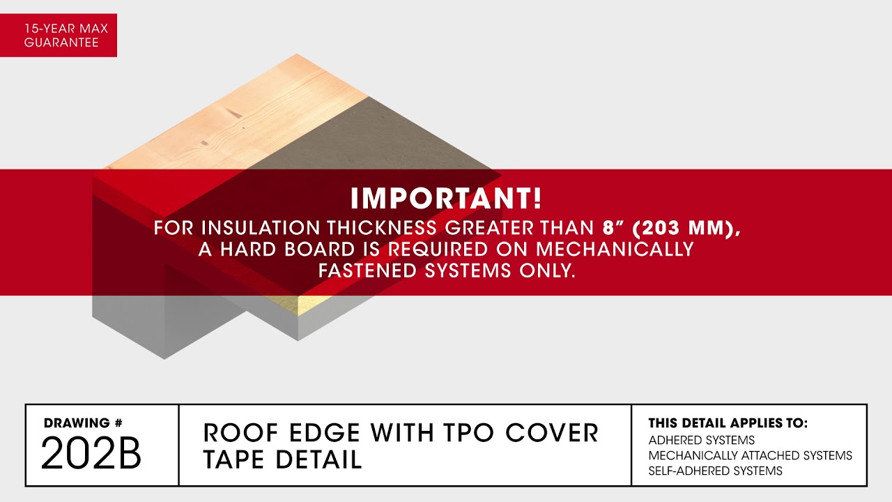 Roof Edge with TPO Cover Tape Detail | TPO Commercial Roofing | GAF ...