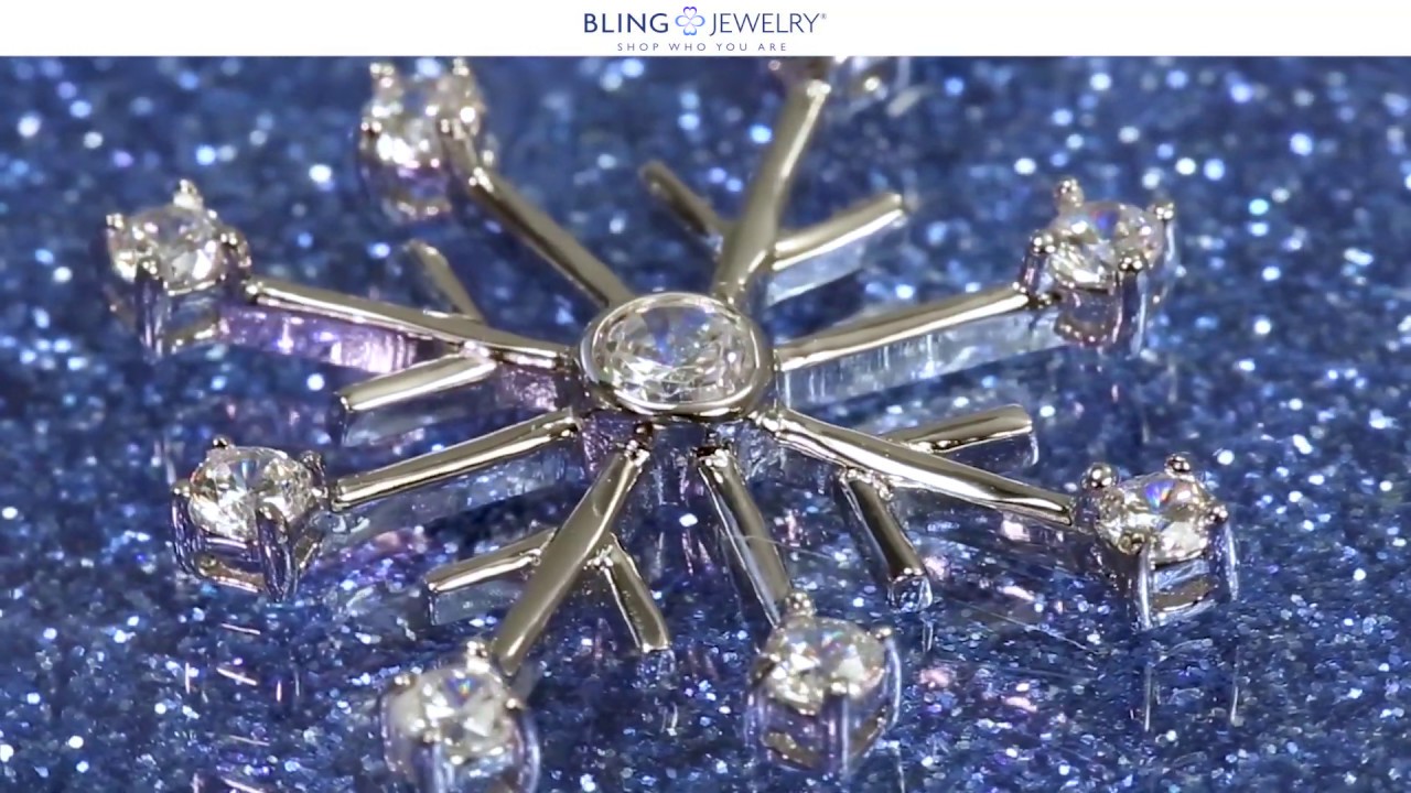 Winter Snowflake Pendant Necklace CZ Cubic Zirconia Sterling Silver ...