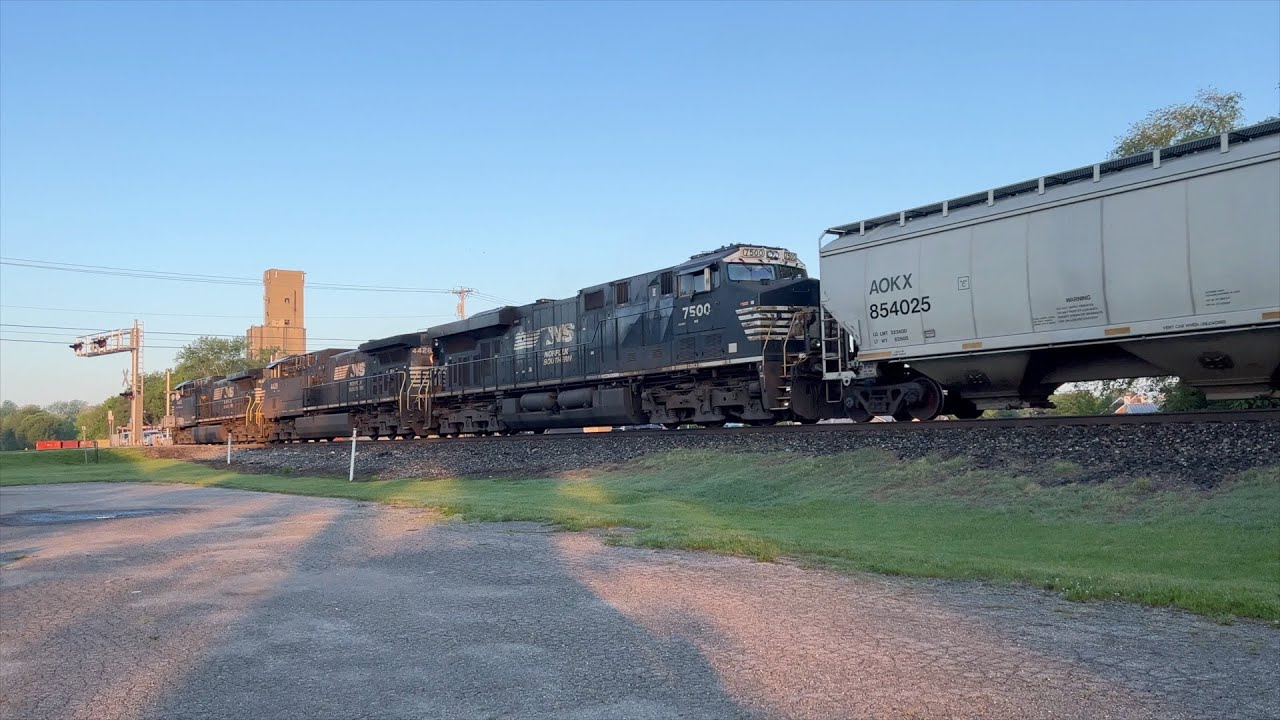 NS Dayton District-NS Grain Train WB @ MP 197 Fairborn Ohio On 5-21 ...