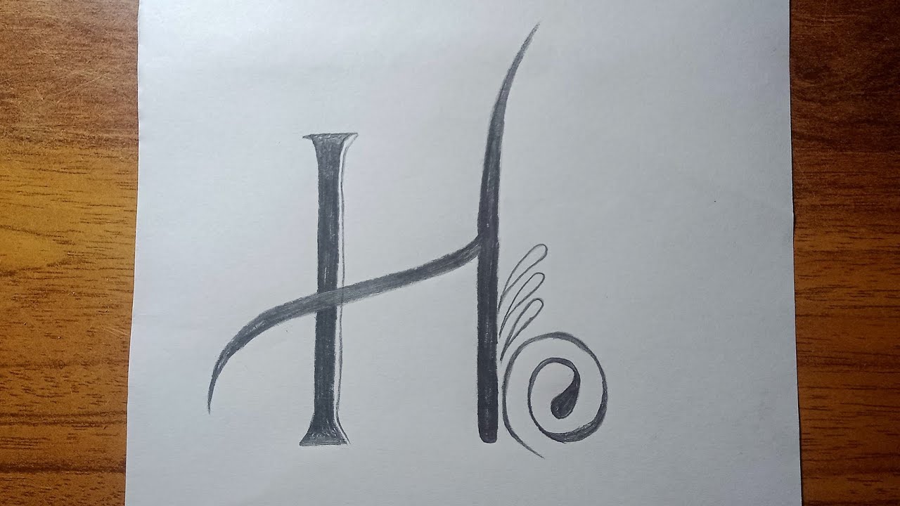 How to draw a beautiful H letter with pencil || how to draw alphabet H ...