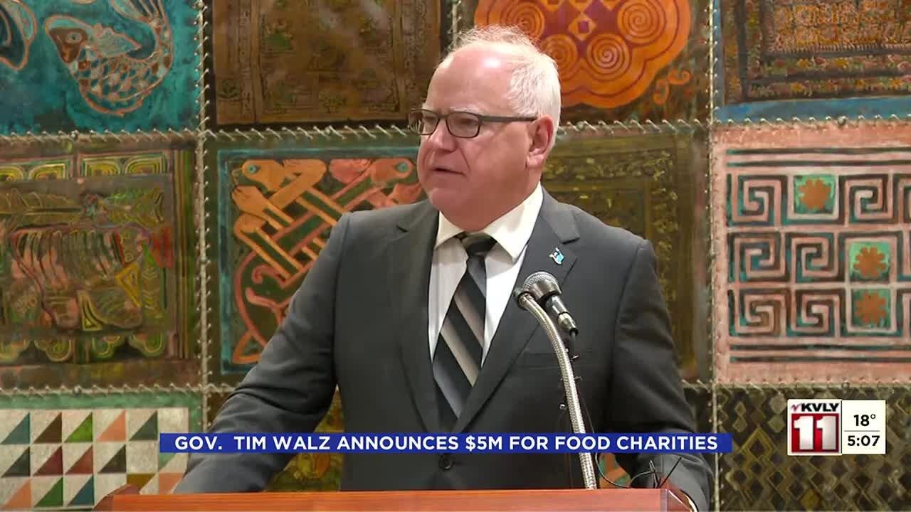 Gov. Tim Walz announces $5 million for food charities - YouTube