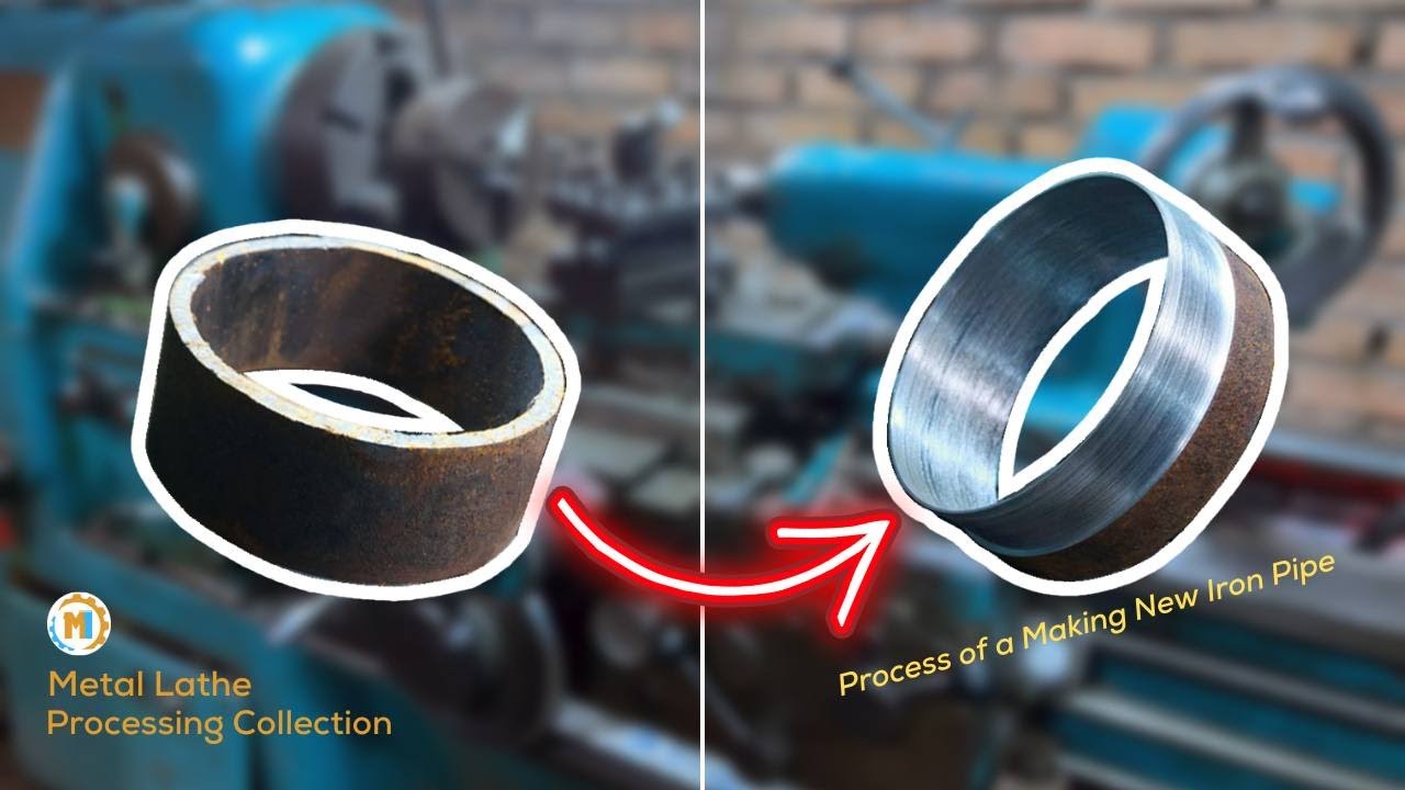 Making iron new pipe by lathe .#machine - YouTube