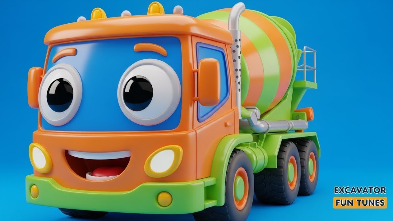 Fun Kids Songs with Concrete Mixer and Digger | 3D Animation - YouTube
