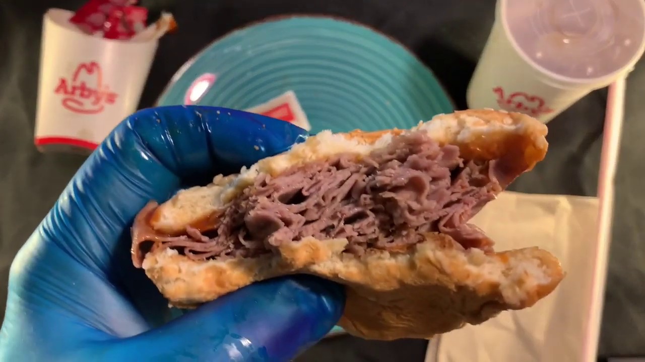ASMR Eating Arby’s Roast Beef Sandwich And Curly Fries/Drinking Sweet ...