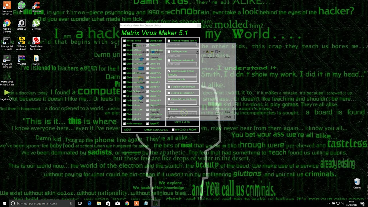 Come creare un virus con matrix - YouTube