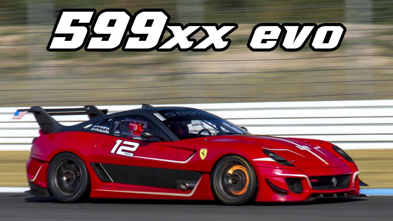 Ferrari 599xx & 599xx EVO downshifts and glowing brakes (Hockenheim ...