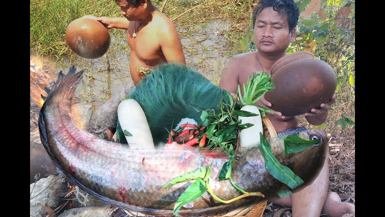 Primitive Boy - Cacth and cooking fish - Eating delicious - YouTube