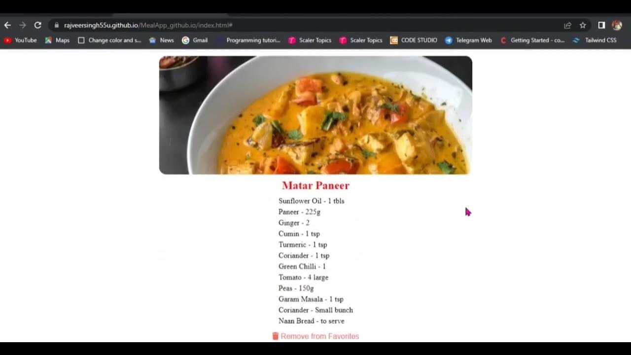 Meal App Coding Ninjas Frontend Skill Test Youtube