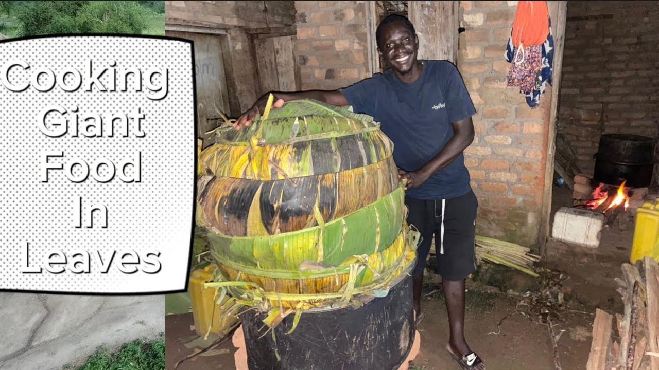 Cooking Giant Matooke in Leaves /This is How cook in a small pot # ...