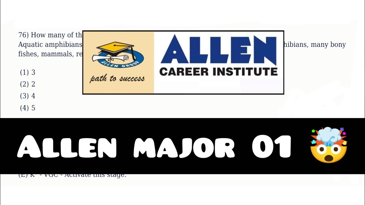 Allen Major Test 01 || Pdf With Answer Key And Solution || Paper ...