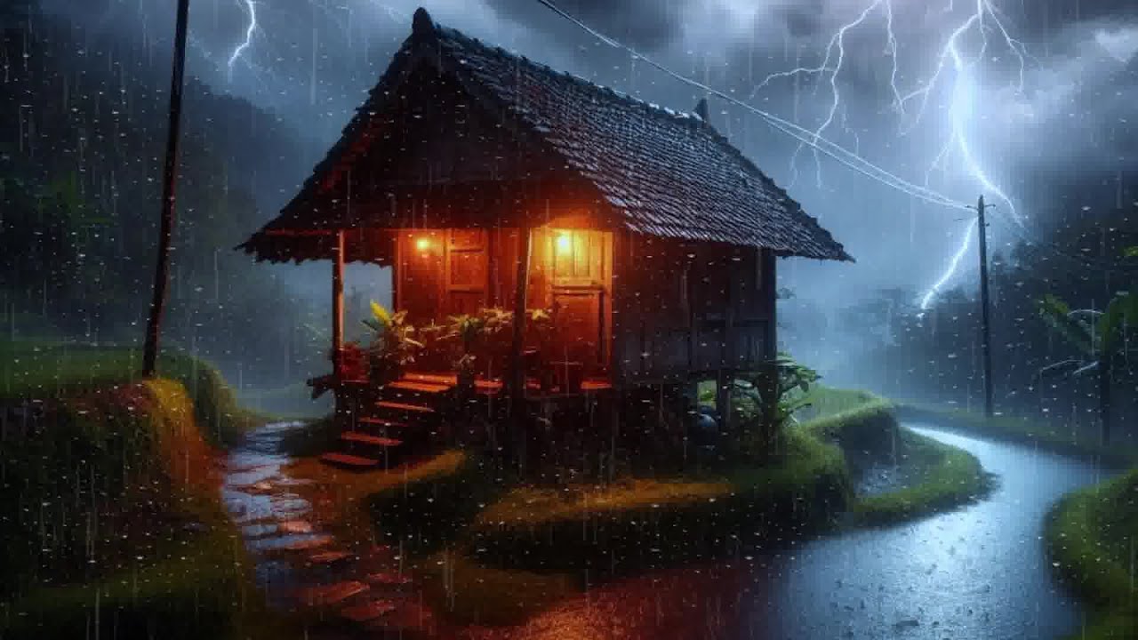 ASMR | HEAVY RAIN ⛈️ Cozy Rain Sounds & Distant Thunder for Deep Sleep on Cozy Cabin, Rain ...