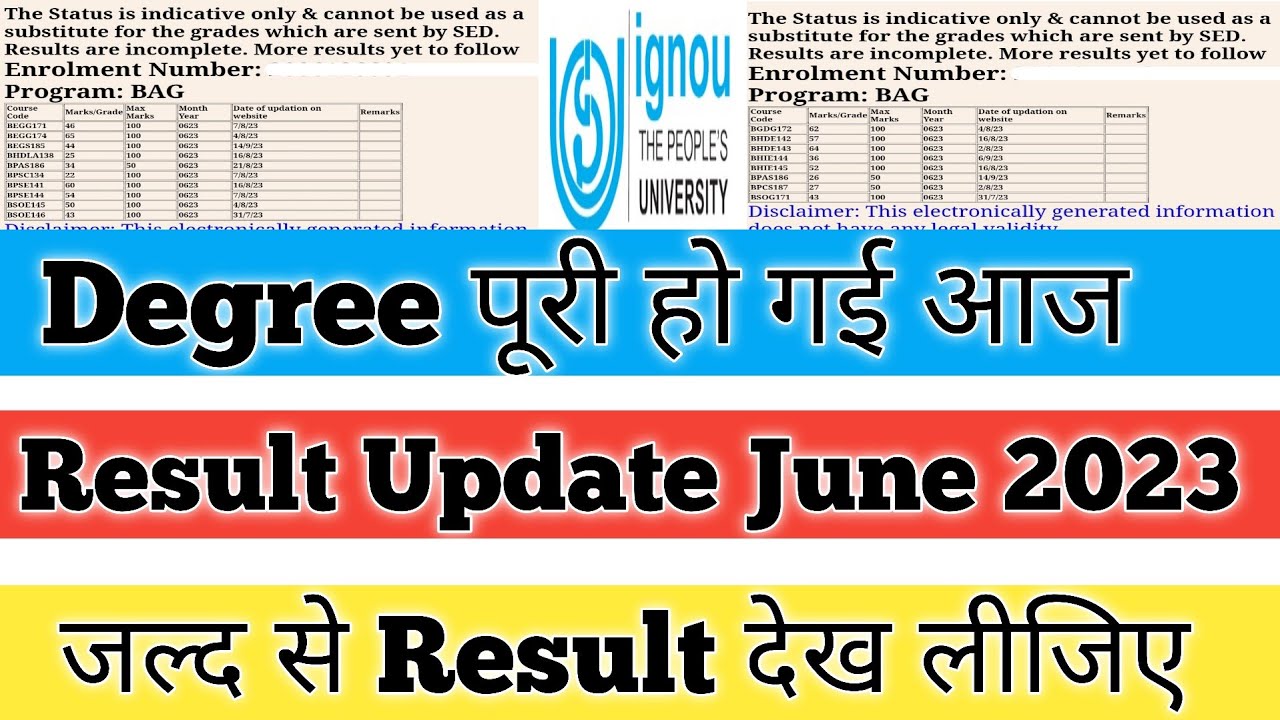 IGNOU Result Update 2023 IGNOU Re Evaluation Result Update 2023 IGNOU ...