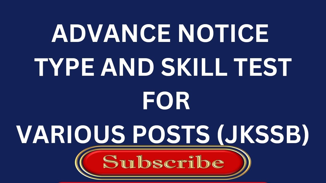 Advance Notice |Type Test and Skill Test I Junior Stenographer| Steno ...