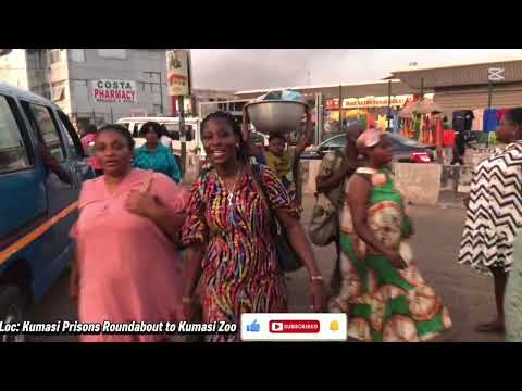 Raw African Street Walking Tour | Exploring The Street of Kumasi Prison Roundabout Down Kumasi Zoo