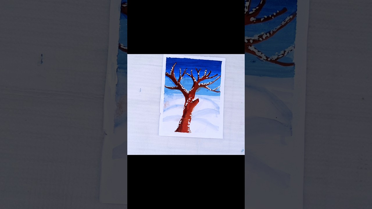 winter tree drawing step by step|| very easy 😍😮🎨🖌️#drawing #art #viral ...