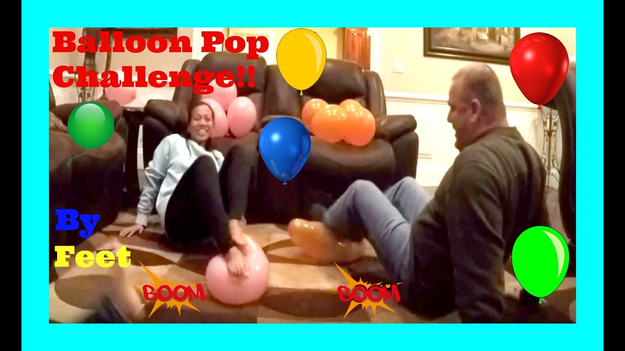 Balloon Pop Challenge! Popping The Balloon Using Our Feet! Family Fun ...