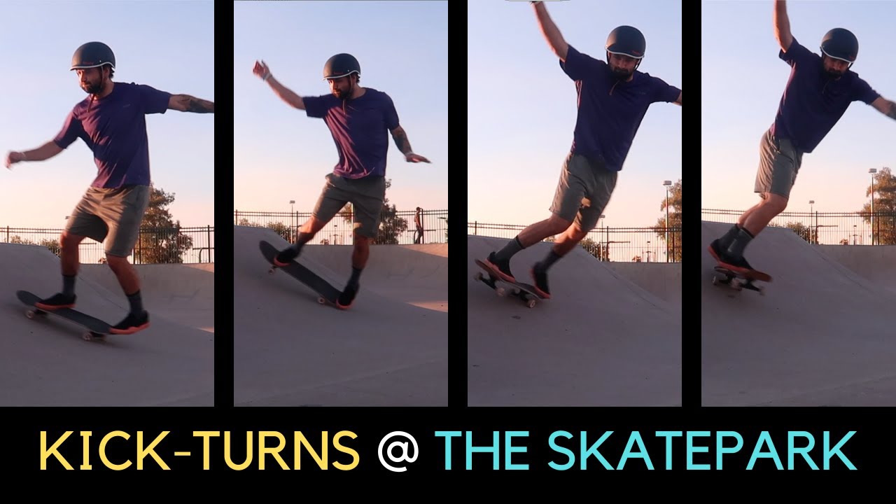 Learning how to KICK-TURN at the Skatepark! - YouTube