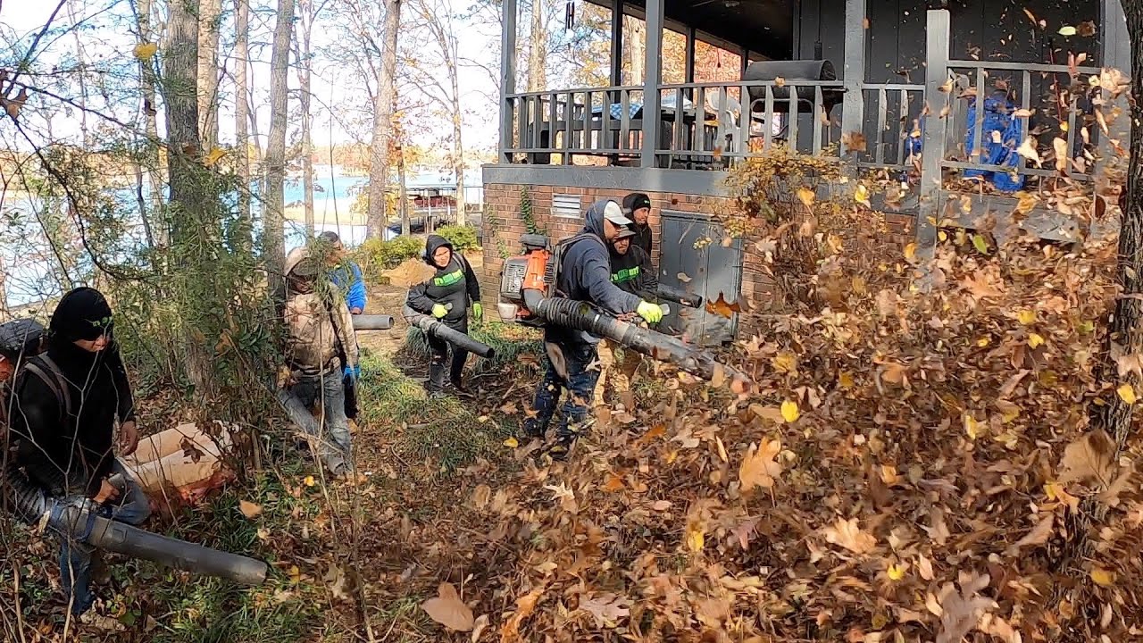 $80 in 8 Minute with 6 Man Crew Leaf Cleanup - YouTube