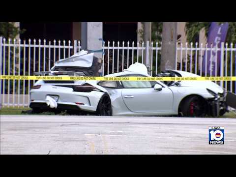 1 dead, 1 critically injured after Porsche slams into pole in Southwest Miami-Dade