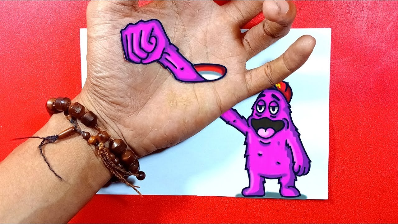 Drawing 3D Art Grimace Shake At McDonald's - Trick art and Crafts Ideas ...