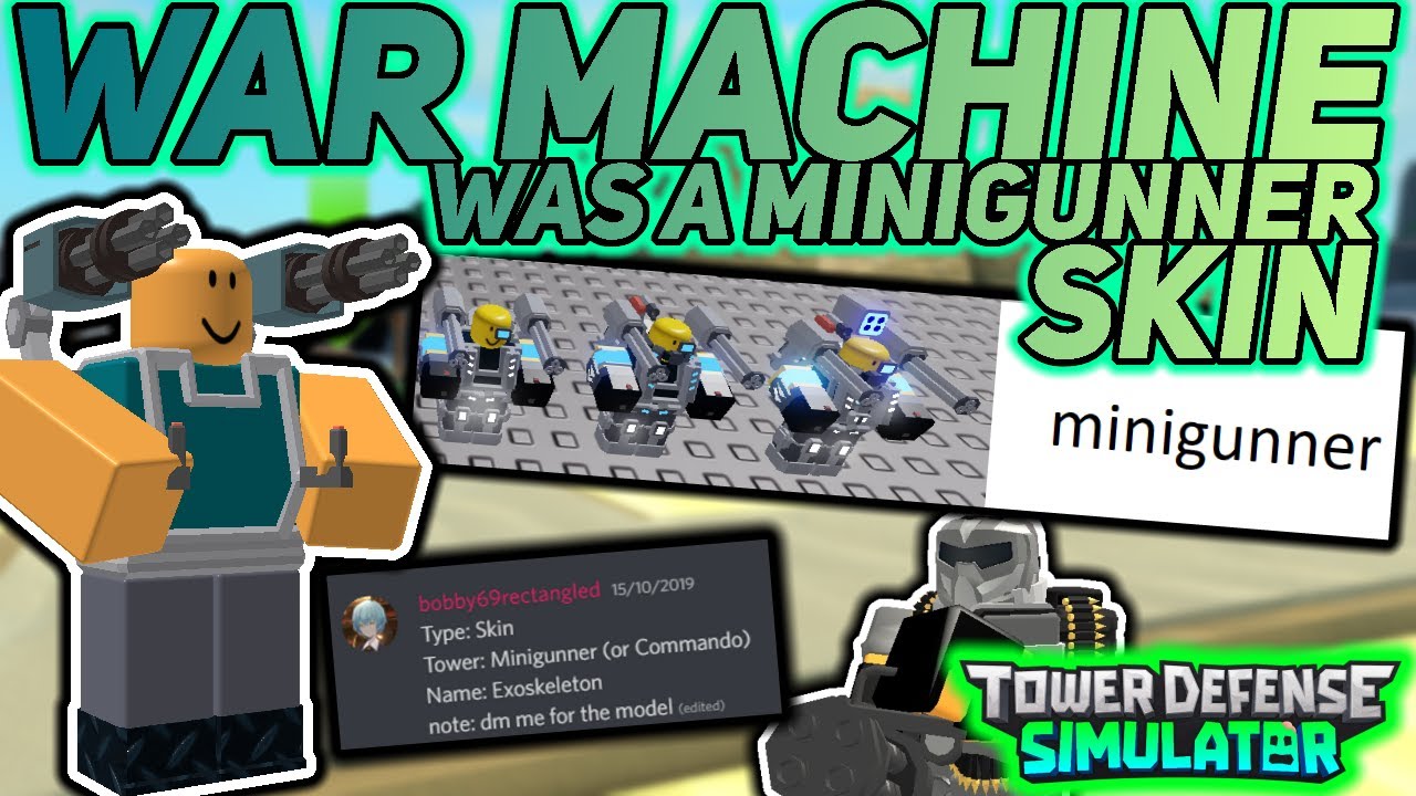 When War Machine was a MINIGUNNER skin... - Tower Defense Simulator ...