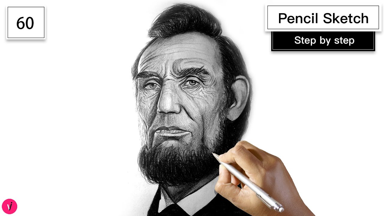How To Draw Abraham Lincoln Pencil Portrait - YouTube