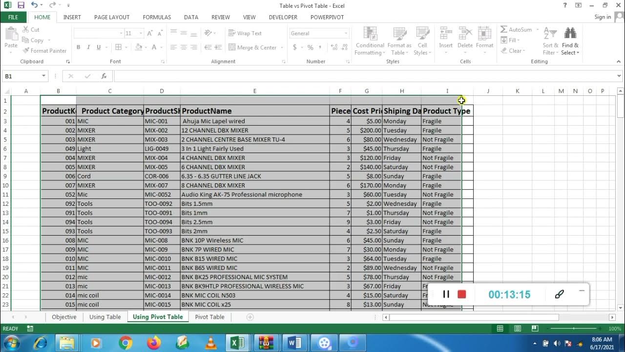 Difference between Straight Table and Pivot Table (Excel for Humans Series) - YouTube