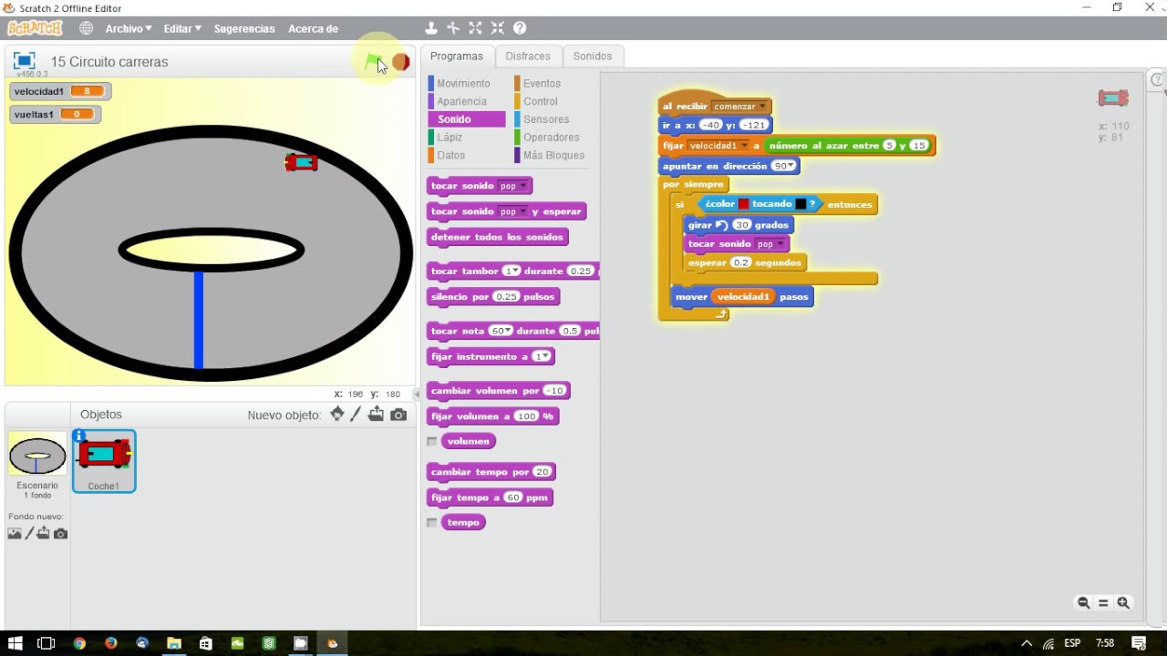 23 Scratch. Circuito carreras codigo - YouTube