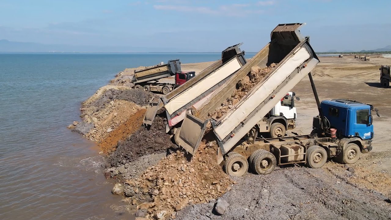 Wonderful Extremely Heavy Smart Komatsu Dozers Operated Pushing Stone ...