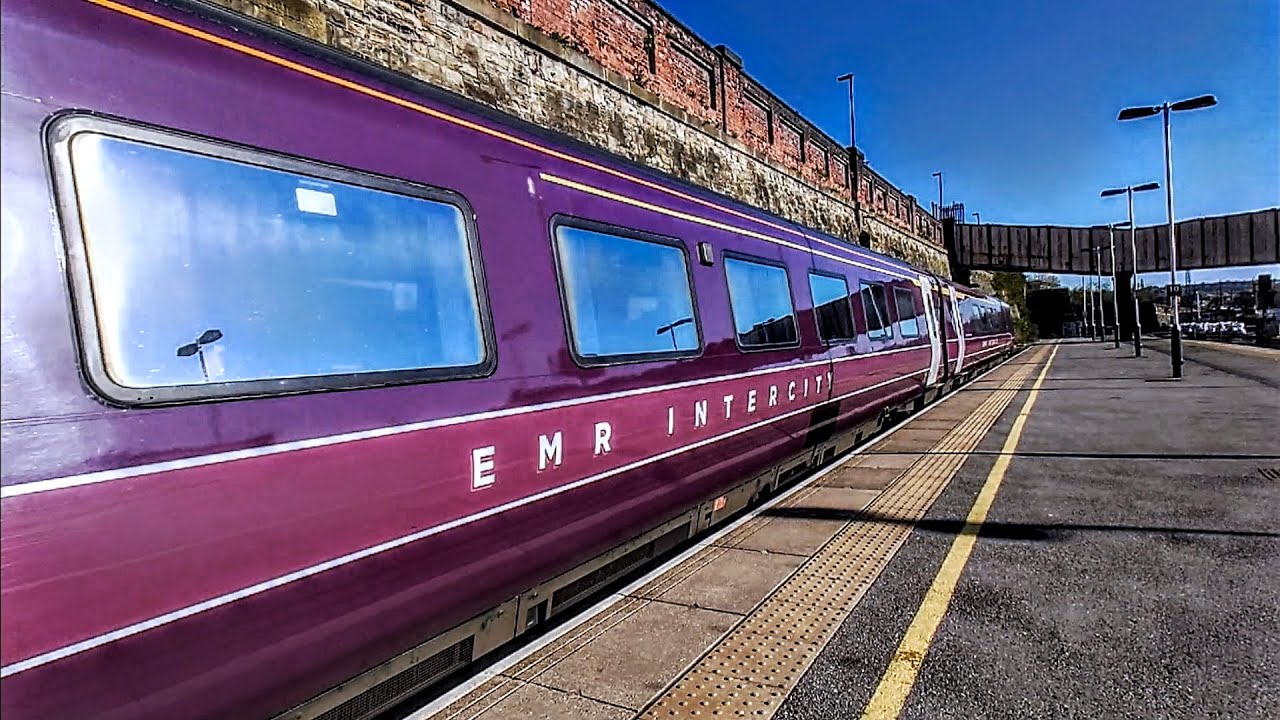 GORGEOUS! 💜 The full purple EMR Class 222 departs Sheffield under a ...