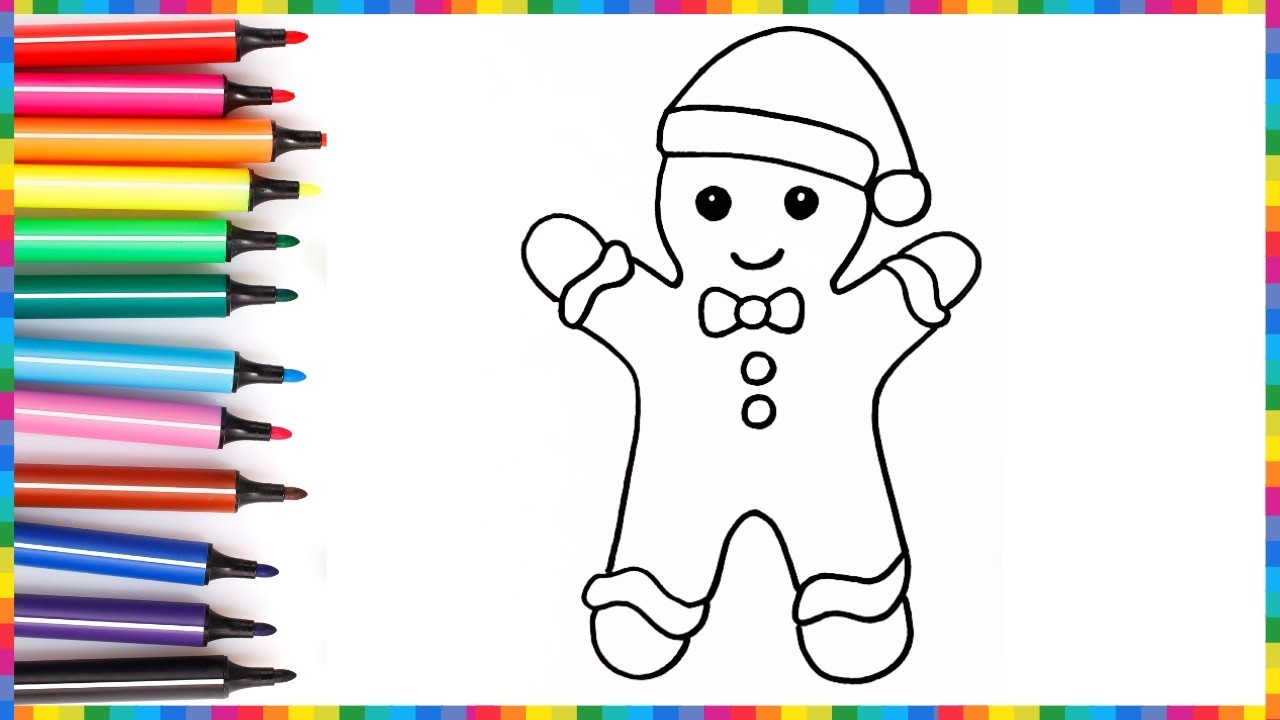 How to Draw a Gingerbread Man | Painting & Coloring For Kids and ...