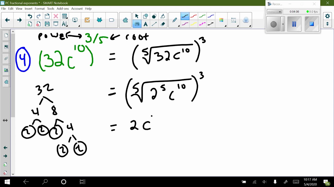 Fractional Exponents Part 2 - YouTube