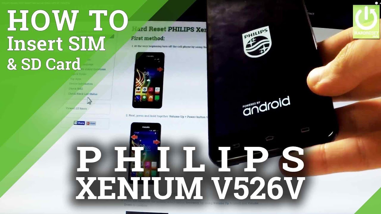 PHILIPS Xenium V526 INSERT SIM and SD CARD / SET UP PROCESS - YouTube