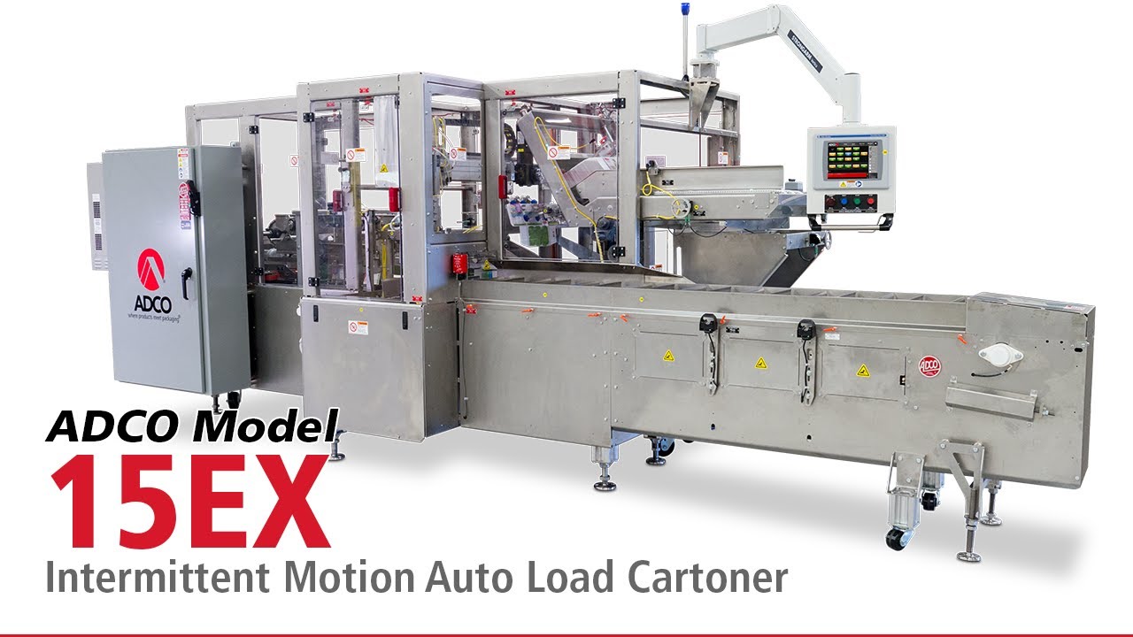 ADCO Model EX - Intermittent Motion Auto Load Cartoner - YouTube