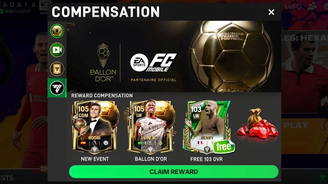 FREE 103 OVR COMPENSATION!! RODRI BALLON D'OR WINNER FC MOBILE 25 ...