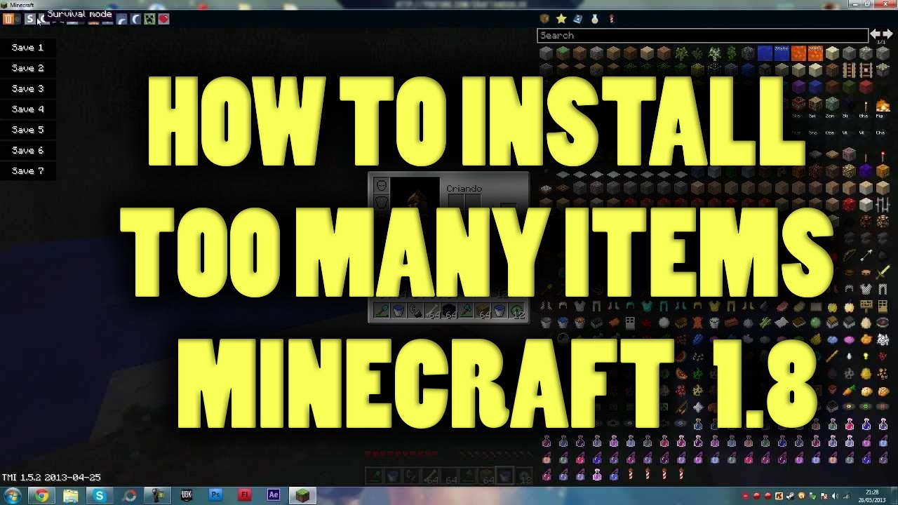 How To Install Too Many Items Mod Minecraft 1.8 - YouTube