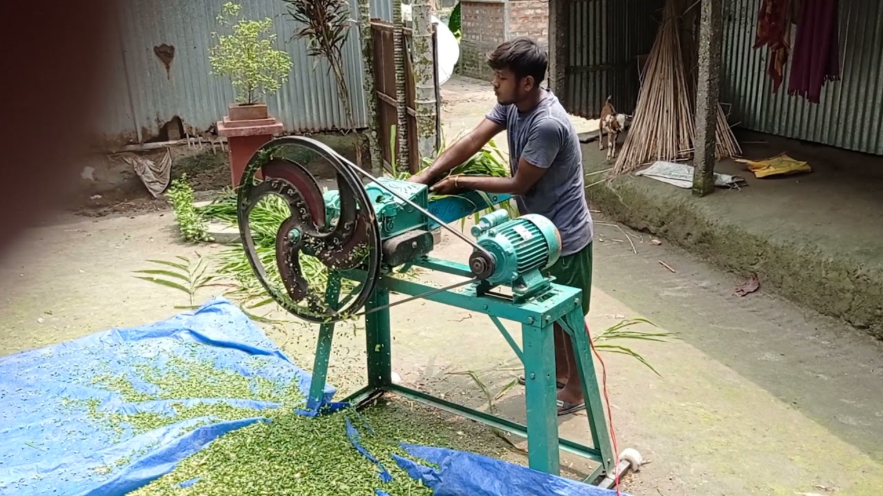 chaff cutter machine .3 blads and 3 wheel. - YouTube