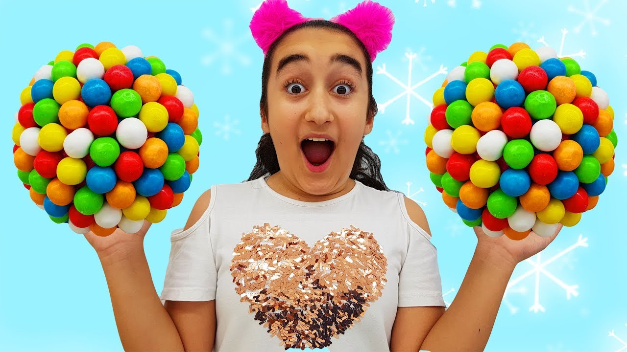 Gamze and magic super sugar ball, fun kid video - YouTube
