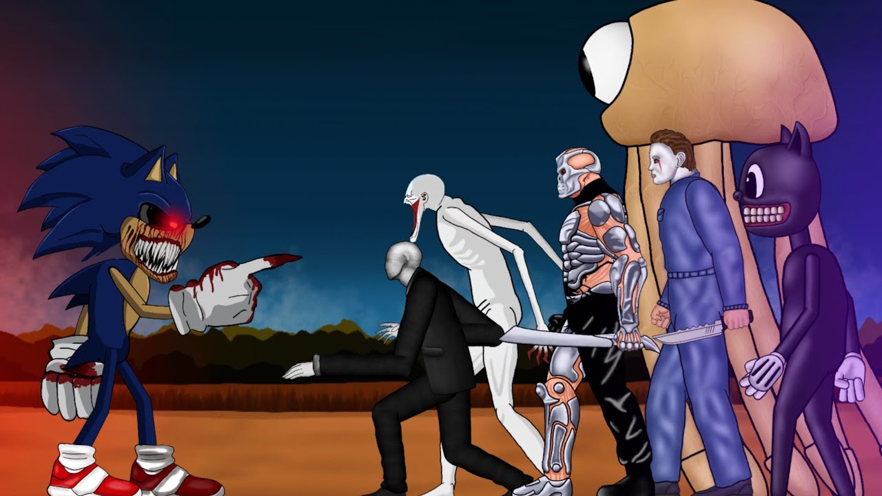 Sonic.EXE VS Cartoon Cat, Slender Man, SCP-096, Jason Voorhees, Michael ...