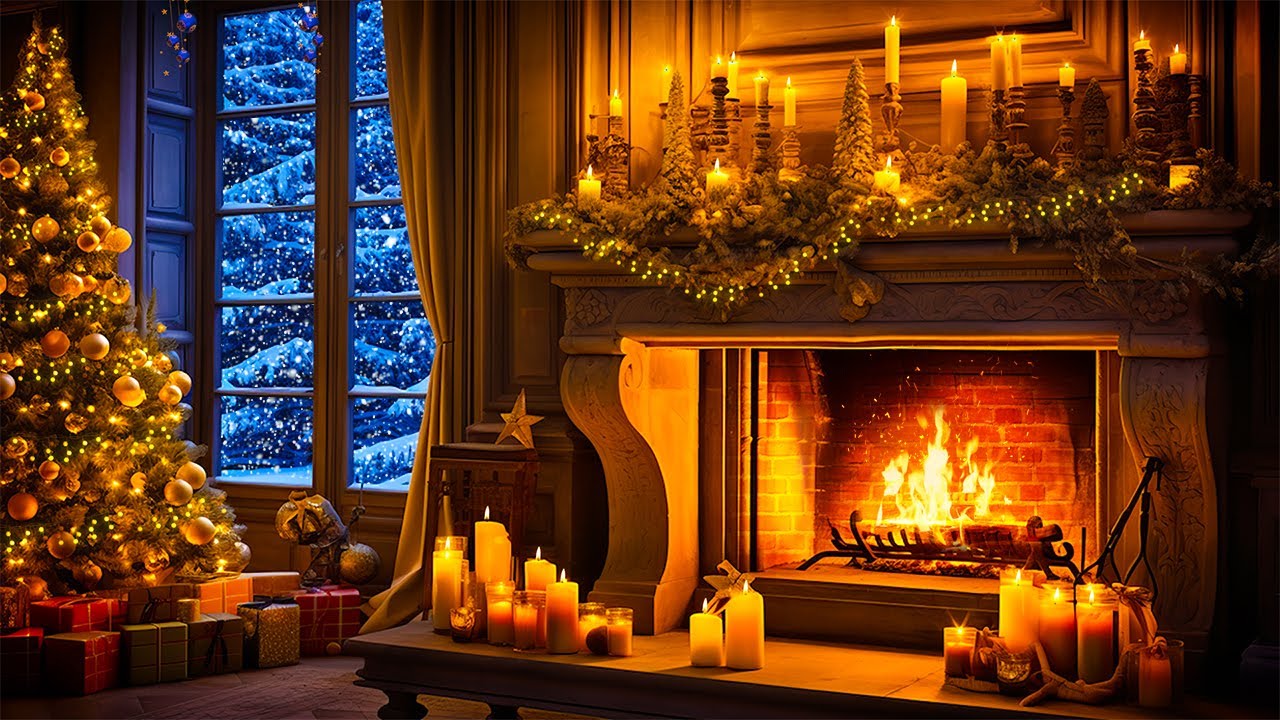 Fireside Christmas Delight🔥🎄 Crackling Fireplace Sounds | Winter Wonderland - YouTube