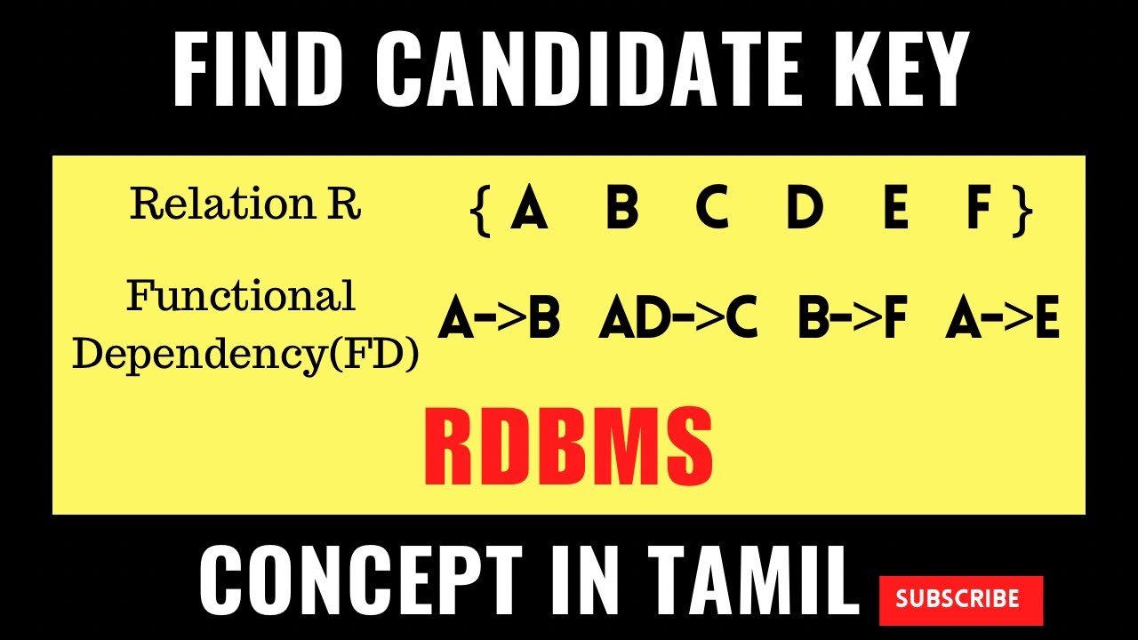 how to find candidate key in Tamil |Functional dependency| RDBMS ...