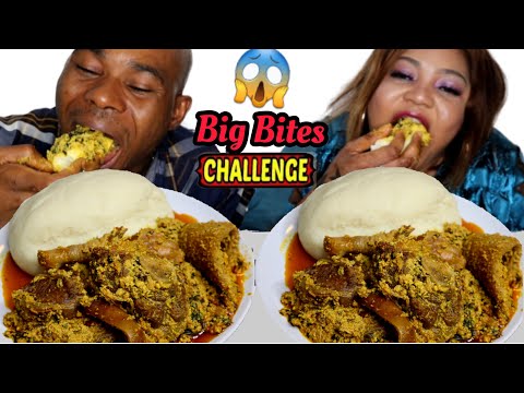 ASMR BIG BITES CHALLENGE | FUFU AND EGUSI SOUP WITH ASSORTED MEAT | AFRICAN FOOD #TheAdimFamily