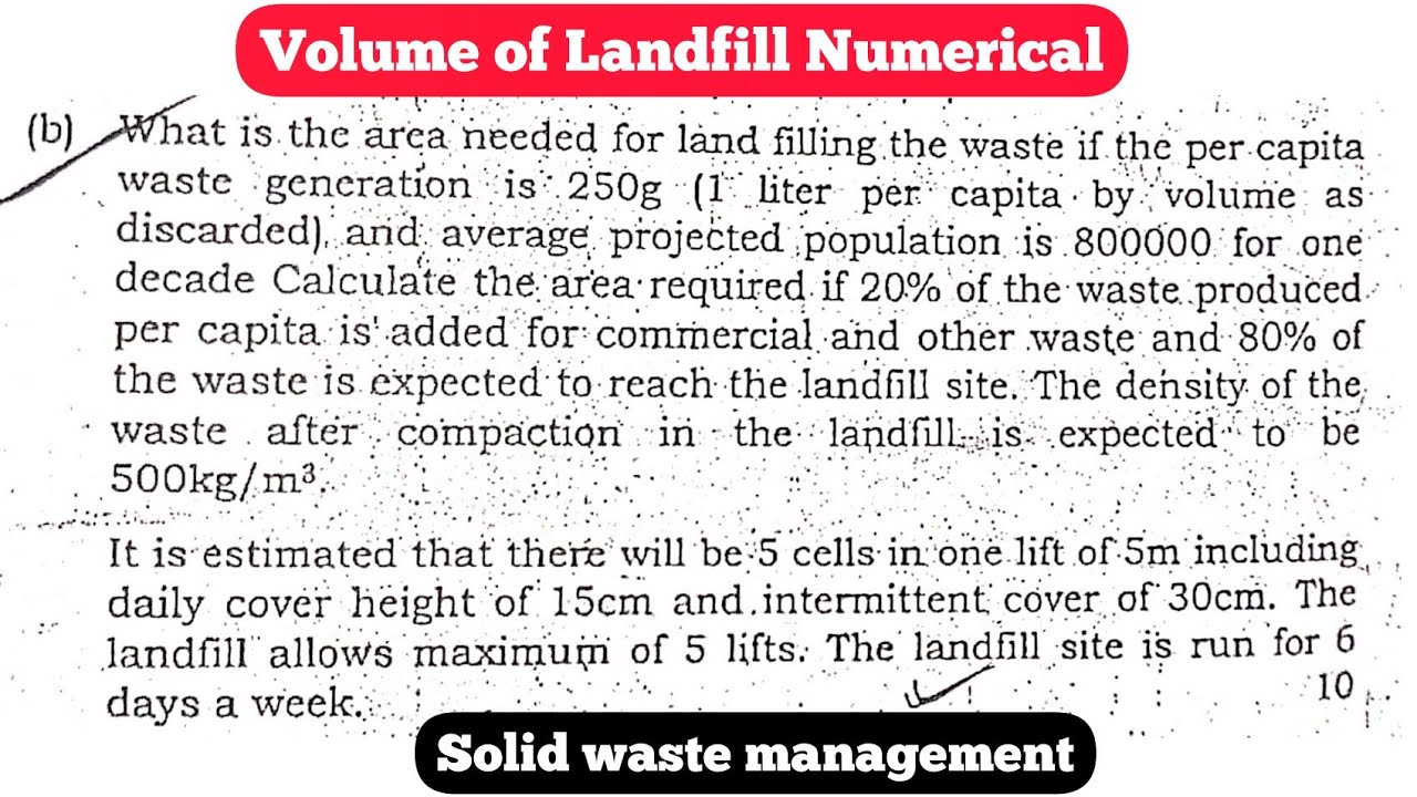 Volume of Landfill Calculation | Solid Waste Management Numerical - YouTube