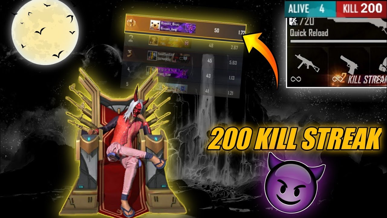 200 Kill Streak completed in Training ground 😱🔥 | New World Record 😈 ...
