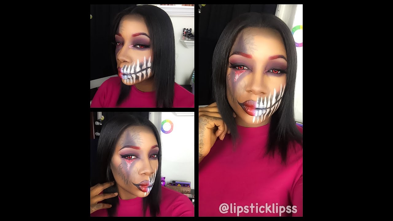 HALF DEAD SKELETON HALLOWEEN MAKEUP LOOK/ WHAT I USE TO REMOVE MY ...