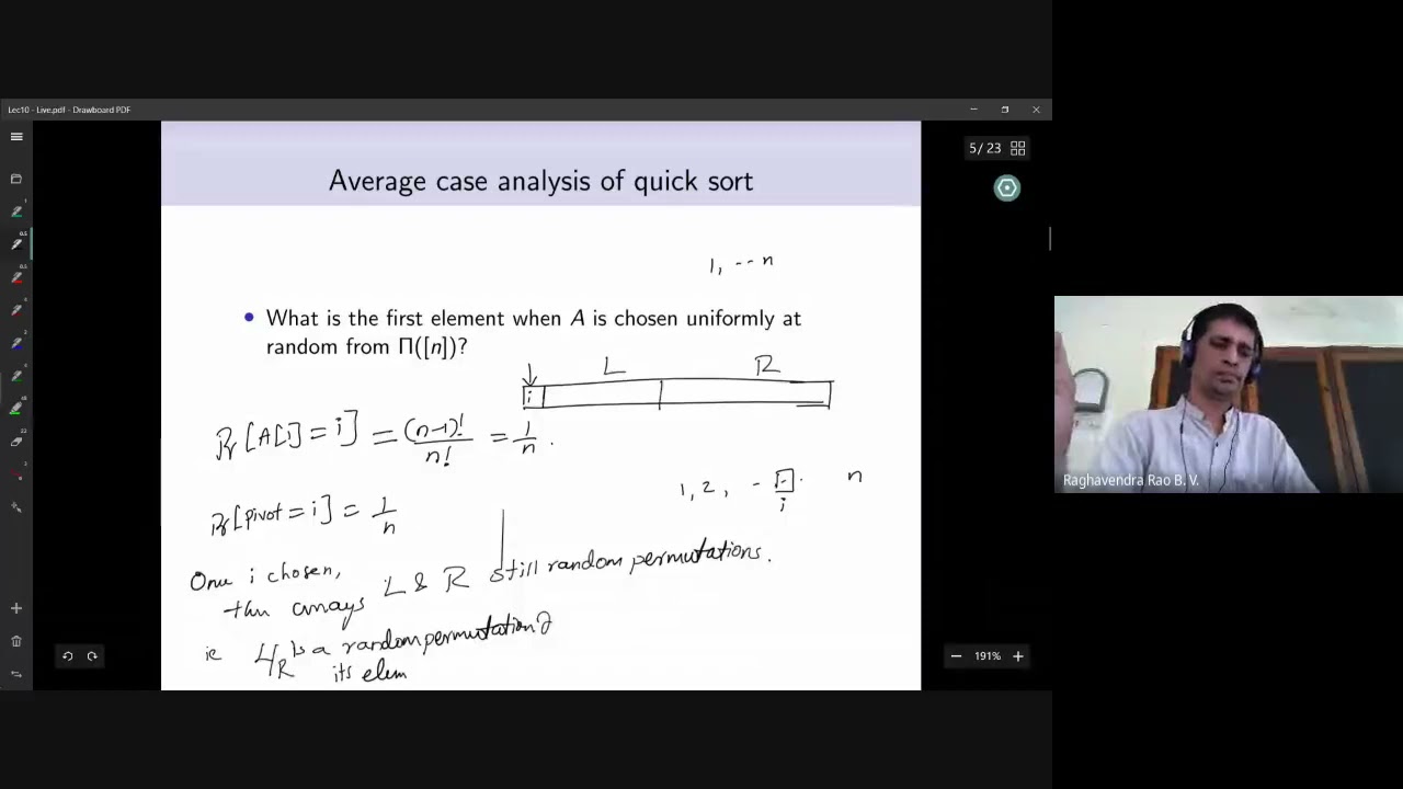 Cs5800 Adsa Lec 10 Average Case Analysis Of Quick Sort Part 2 Median Finding Problem Part