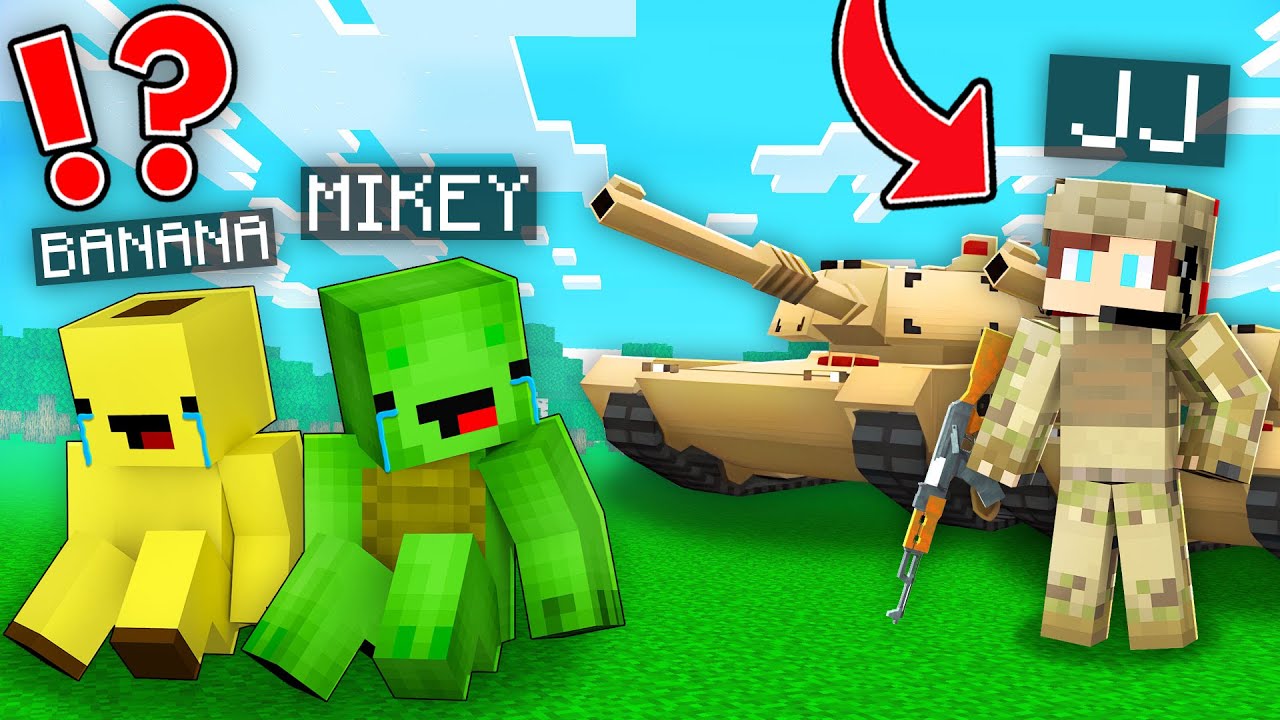 JJ Became GENERAL of ARMY and Kick Mikey and Banana Kid in Minecraft ...
